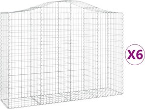 Klenuté gabionové koše 6 ks 200x50x140/160cm pozinkované železo 3145686