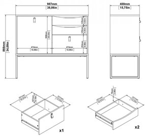 Tvilum Komoda Sheba malá černý MAT/dub sonoma