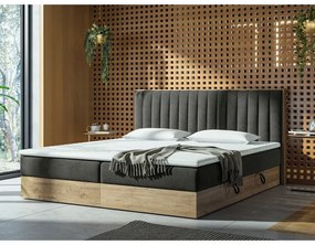Kontinentální postel Bibiarko, Rozměr postele: 180x200, Potah: zlatý řemeslný dub / Soro 24