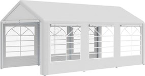 Pavilonový párty stan Outsunny 3x6m se 4 bočními stěnami a okny z polyesteru a kovu – bílý | Aosom