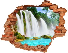 Wallmuralia Díra 3D ve zdi na stěnu Nálepka vodopád 90x70 cm