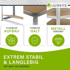 Juskys Rohový kovový regál Corner Basic 180 × 70 × 40 cm Barva: šedá