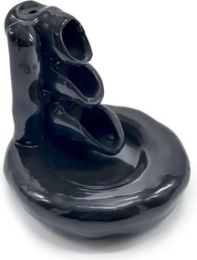 Keramický stojan na kužely Tekoucí dým Bambus, 7,7 x 7,7 x 6 cm – černý, lesklý