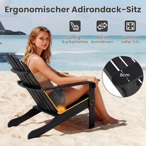 Costway Zahradní židle Adirondack z akáciového dřeva se šikmým sedákem a vysokým