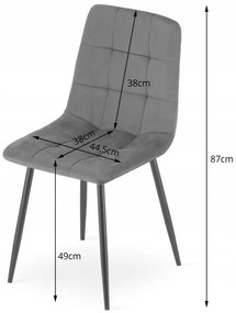 Set tří jídelních židlí KARA sametové, tmavě zelené / hnědé nohy (3 ks)