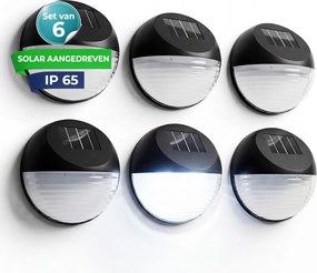 Monzana Sada nástěnných LED solárních světel 6 ks – Ø11 cm, bílé