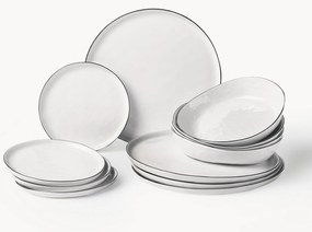 Sada ručně vyrobeného porcelánového nádobí Salt, pro 4 osoby (12 dílů)
