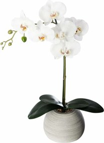 Bílá umělá orchidej v květináči, výška 53 cm