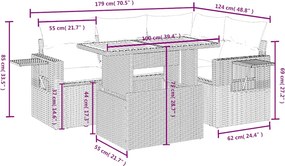 5dílná zahradní sedací souprava s poduškami černá polyratan 3271734