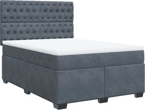 Box spring postel s matrací tmavě šedá 160x200 cm samet 3290961