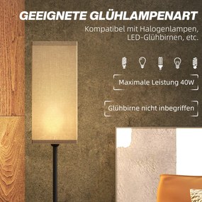 HOMCOM Moderní stojací lampa s textilním stínidlem a nožním vypínačem, pro obývací pokoj a ložnici, kov, černá
