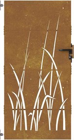 Zahradní branka 85 x 200 cm z cortenové oceli, design s trávou 153225