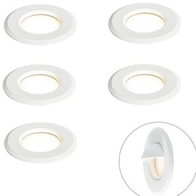 Sada 5 moderních zapuštěných bodových svítidel bílá vč. LED IP67 - Linsey