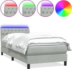 Box spring postel s matrací a LED Světle šedá 90x220 cm Samet 3317199