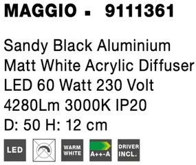 LED stropní svítidlo Maggio 50 černé