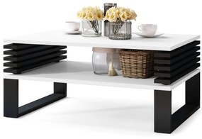 GOKEE bílá matná / černá matná - moderní konferenční stolek s poličkou