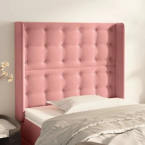 Čelo postele typu ušák růžové 83x16x118/128 cm samet 3120049