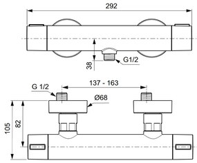 Ideal Standard CeraTherm ALU+ - Sprchová termostatická baterie nástěnná, stříbrná BD582SI