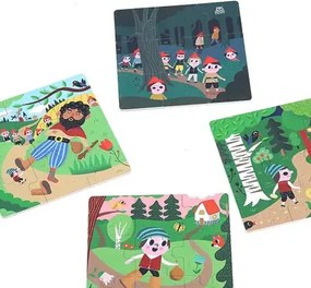 Vilac Dřevěné puzzle O Palečkovi 4 v 1 / od 2 let