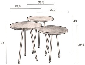 Set tří kovových konferenčních stolků DUTCHBONE Alim 35,5 cm