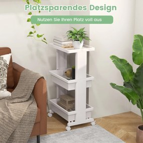 Costway 3-patrový vozík s deskou stolu a uzamykatelnými kolečky plastový vozík