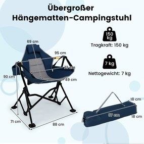 Costway Skládací kempingová židle s nastavitelným opěradlem a držákem na nápoje