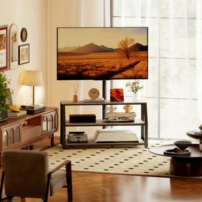 HOMCOM TV nábytek s držákem na televizi až do 183 cm, TV skříňka se 2 otevřenými policemi, 110x43x150 cm, šedá