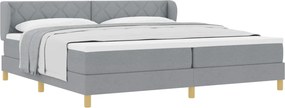 Postel s boxspringem s čelo Světle šedá 200 x 200 cm textil 3340297