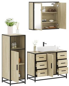 3dílný set koupelnového nábytku dub sonoma kompozitní dřevo 3300961