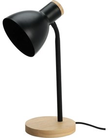 Kovová stolní lampa s dřevěným podstavcem Solano černá, 14 x 36 cm