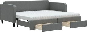 Válenda s přistýlkou a zásuvkami tmavě šedá 90 x 200 cm textil 3196871