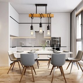 Toolight, závěsná moderní svítilna 3xE27 APP973-3CP LINE, černá-hnědá, OSW-03242