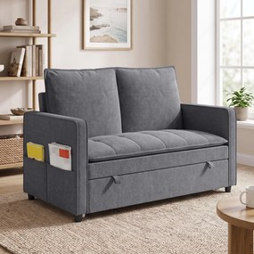 HOMCOM rozkládací pohovka pro 2 osoby 130 cm, tmavě šedá