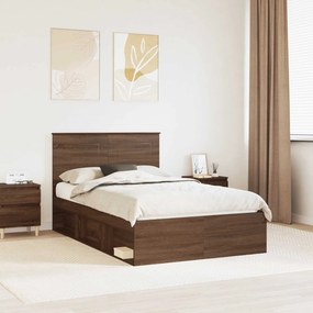 Rám postele s čelo Hnědý dub 120 x 200 cm Masivní borové dřevo 3409387