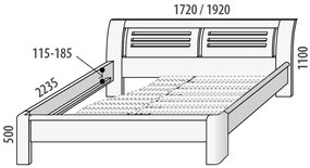 Postel Florencia,čelo oblé 2 výplně 180,160 Domestav F127 Materiál: Buk cink, Povrchová úprava: Moření, Specifikace: 160x200