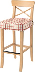 Sedák na židli IKEA Ingolf - barová barva červená látka vzorované