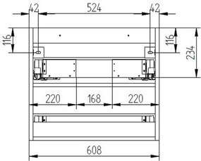 Mereo Mereo, Aira, koupelnová skříňka 61 cm, bílá, dub, šedá, CN720S