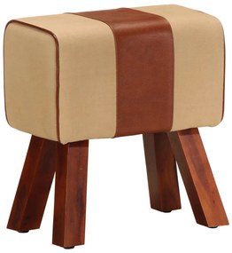 Lavice gymnastický kůň 38 cm hnědá pravá kůže a mangovník 320787