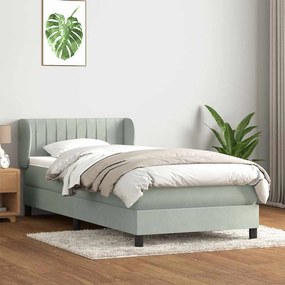 Box Spring Postel s matrací Světle šedá 90x220 cm Samet 3317721