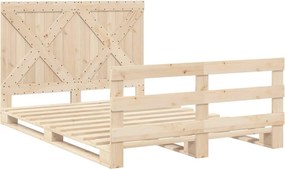 Rám postele s čelem bílý 140 x 200 cm masivní borové dřevo 3281576