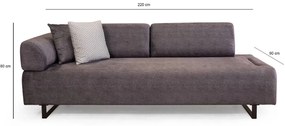 Rozkládací sedačka s odkládacím stolkem Vinaya 220 cm antracitová