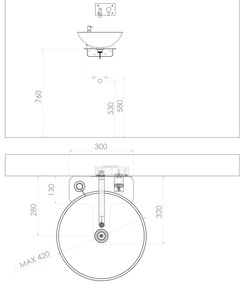 Sapho Sapho, TETRIS umyvadlo s držákem pro podomítkovou baterii, černá mat, TZ429-01