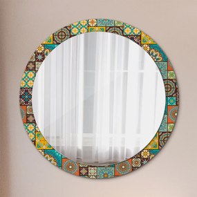Kulaté zrcadlo tištěný rám Arabský vzor fi 90 cm