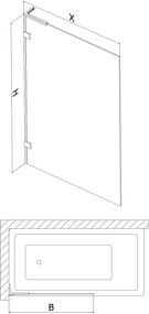 Mexen Lunar L, 1-křídlová vanová zástěna 60 x 150 cm, 8mm čiré sklo, bílý profil, 897L-060-000-20-00