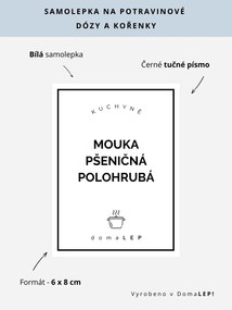 MOUKA PŠENIČNÁ POLOHRUBÁ - omyvatelná samolepka na dózu, výběr rozměrů Ø 5 cm / 5 x 5 cm / 6 x 8 cm | DomaLEP