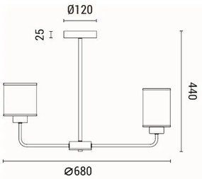 Lustr na tyči MARBELINE 6xE27/60W/230V
