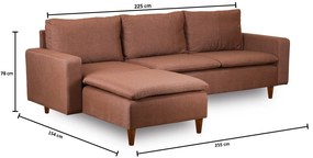 Hanah Home Rohová pohovka LUNGO světle hnědá