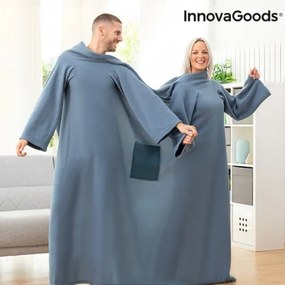 Přikrývka s rukávy s kapsou uprostřed Doublanket InnovaGoods Barva: Modrý