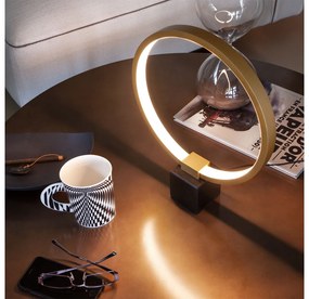 Smarter 01-3059 stolní LED lampa Ado, matná zlatá, černý mramor, 12W, 3000K, 37cm