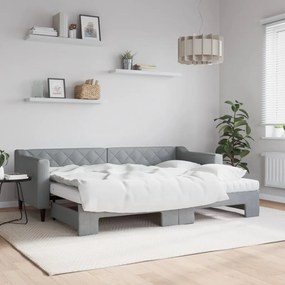 Válenda s přistýlkou a matracemi světle šedá 80 x 200 cm textil 3197439